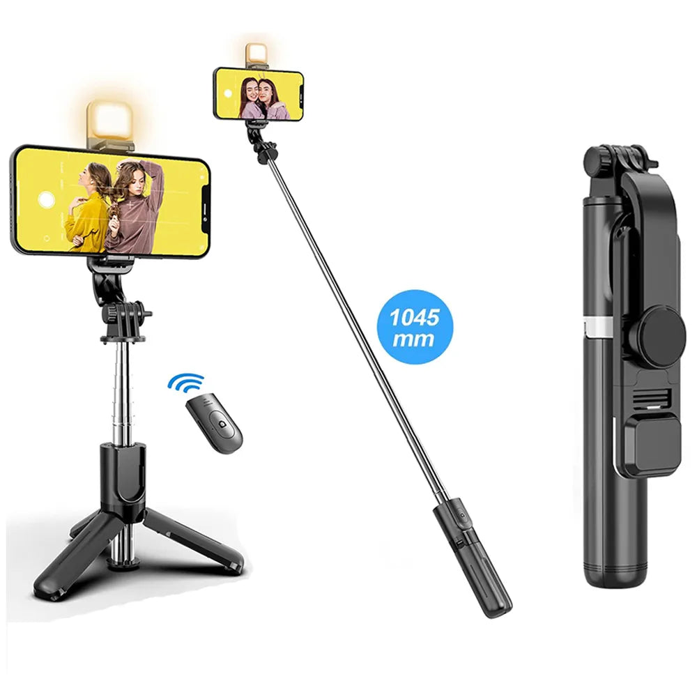 Lighted Wireless Bluetooth Selfie Stick Foldable Portable Tripod With